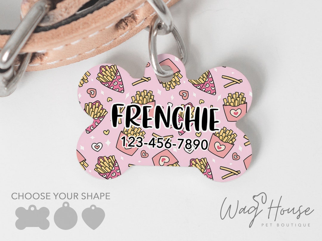 French Fries Dog Tag, Fry Cat ID Tag, Food Dog Tag Double Sided, Funny ...