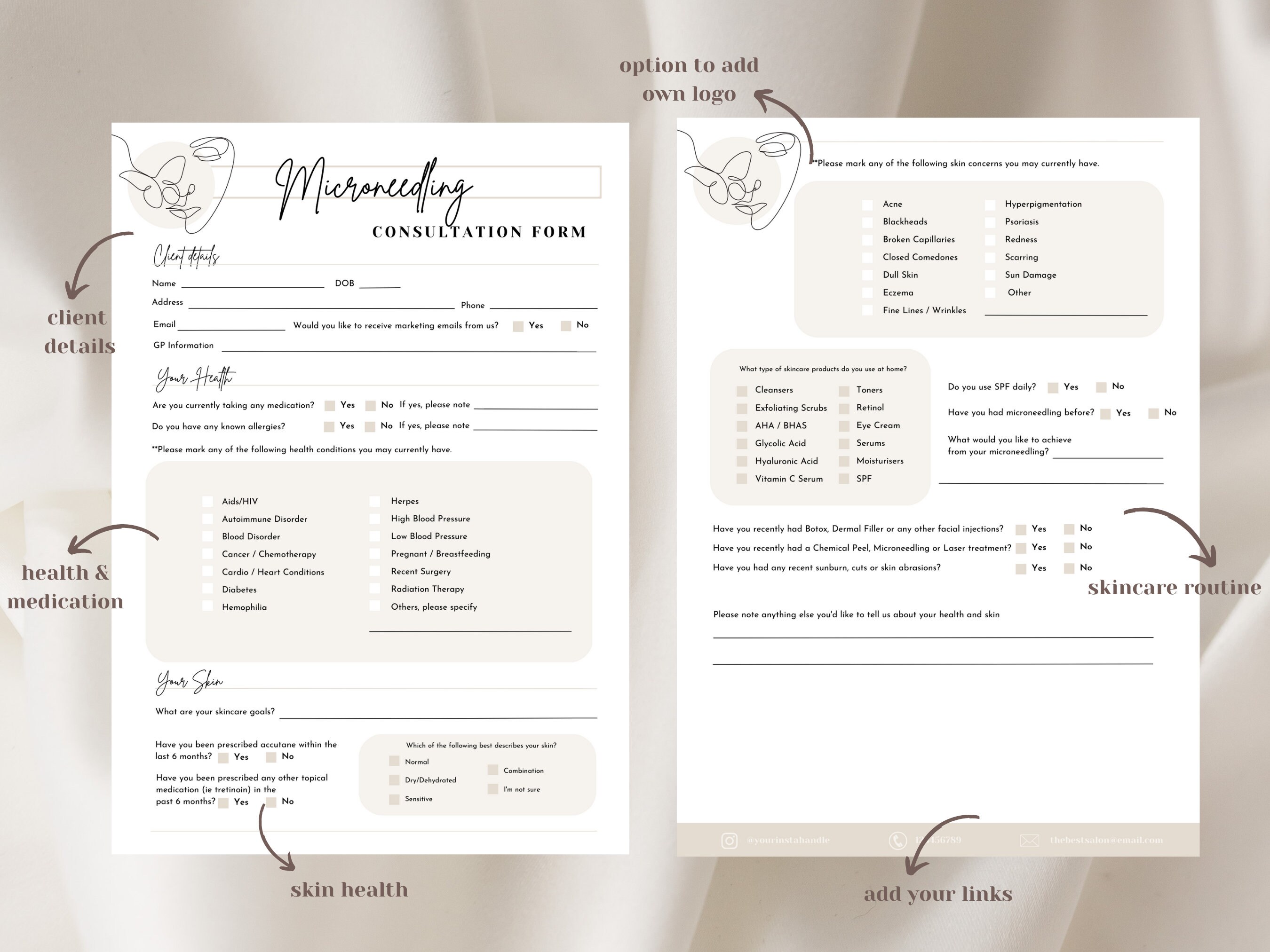 Microneedling Consultation Form, Collagen Induction Therapy Form ...