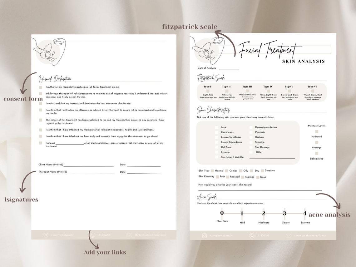 Facial Treatment Consultation Form, Facial Consultation, Facial ...