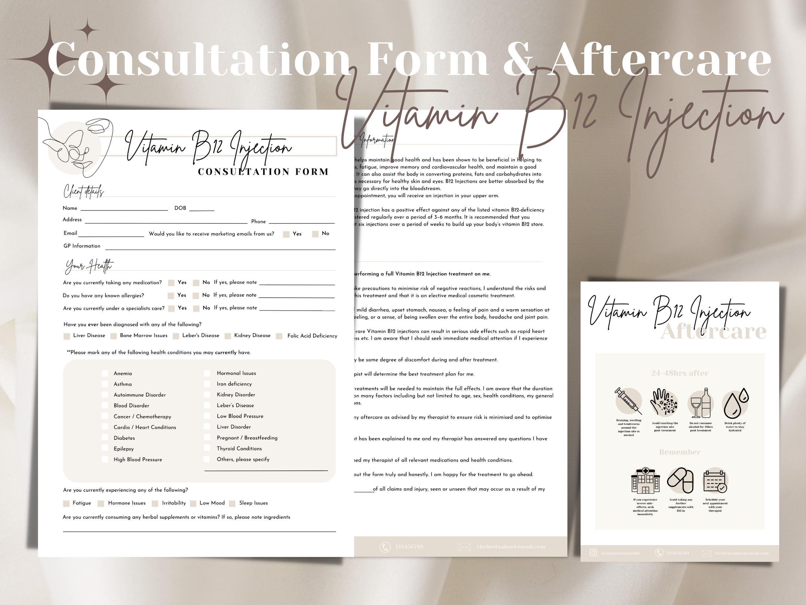 Vitamin B12 Injection Consent Form & Aftercare (digital Template) - Etsy
