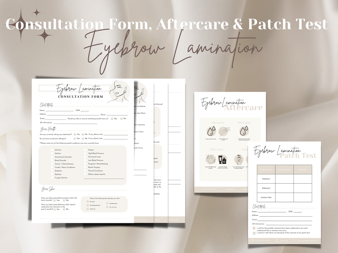 Eyebrow Lamination Consultation Forms, Brow Lamination, Brow Lamination ...