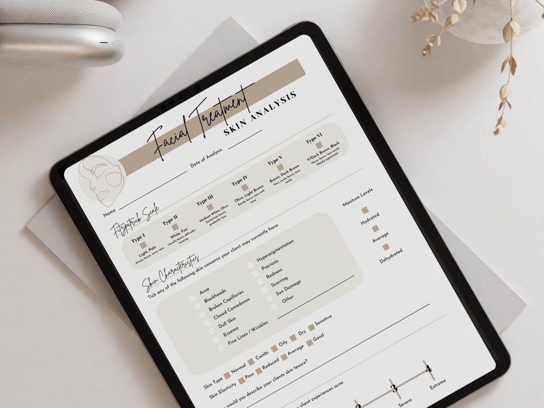 Esthetician Templates, Facial Consultation Forms, Skin Analysis ...