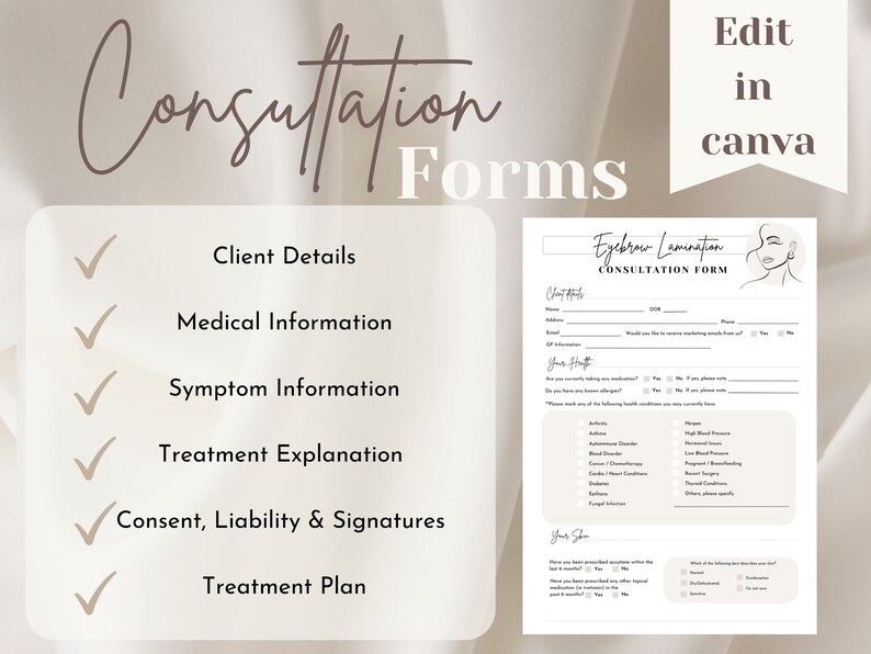 Eyebrow Lamination Consultation Forms, Brow Lamination, Brow Lamination ...