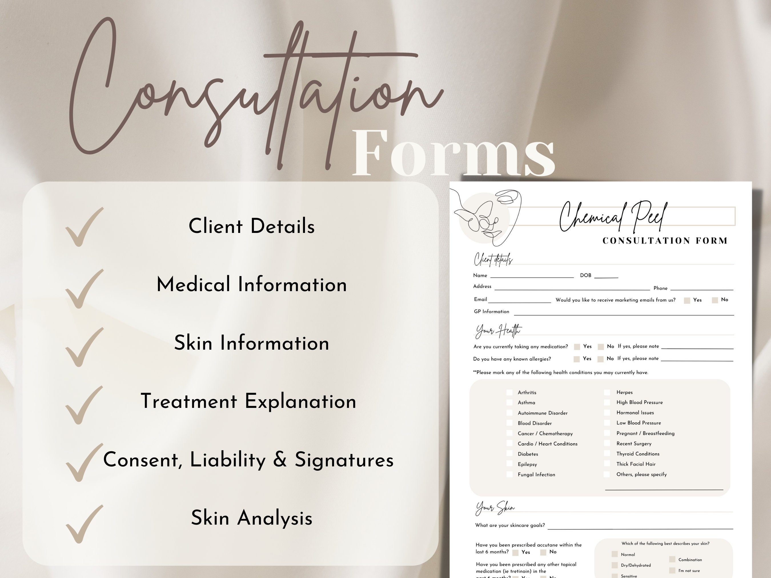 Chemical Peel Consultation Form, Esthetician Consultation Form, Facial ...