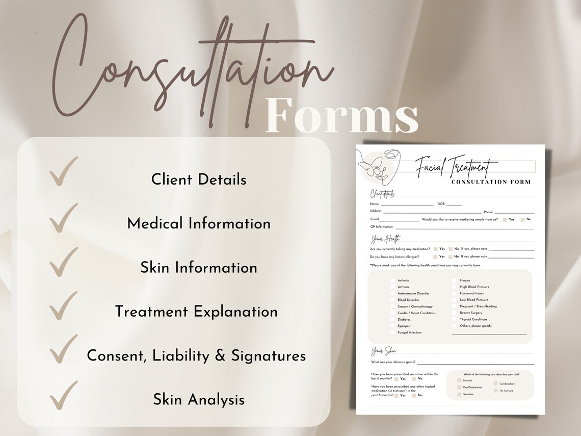 Facial Treatment Consultation Form, Facial Consultation, Facial ...