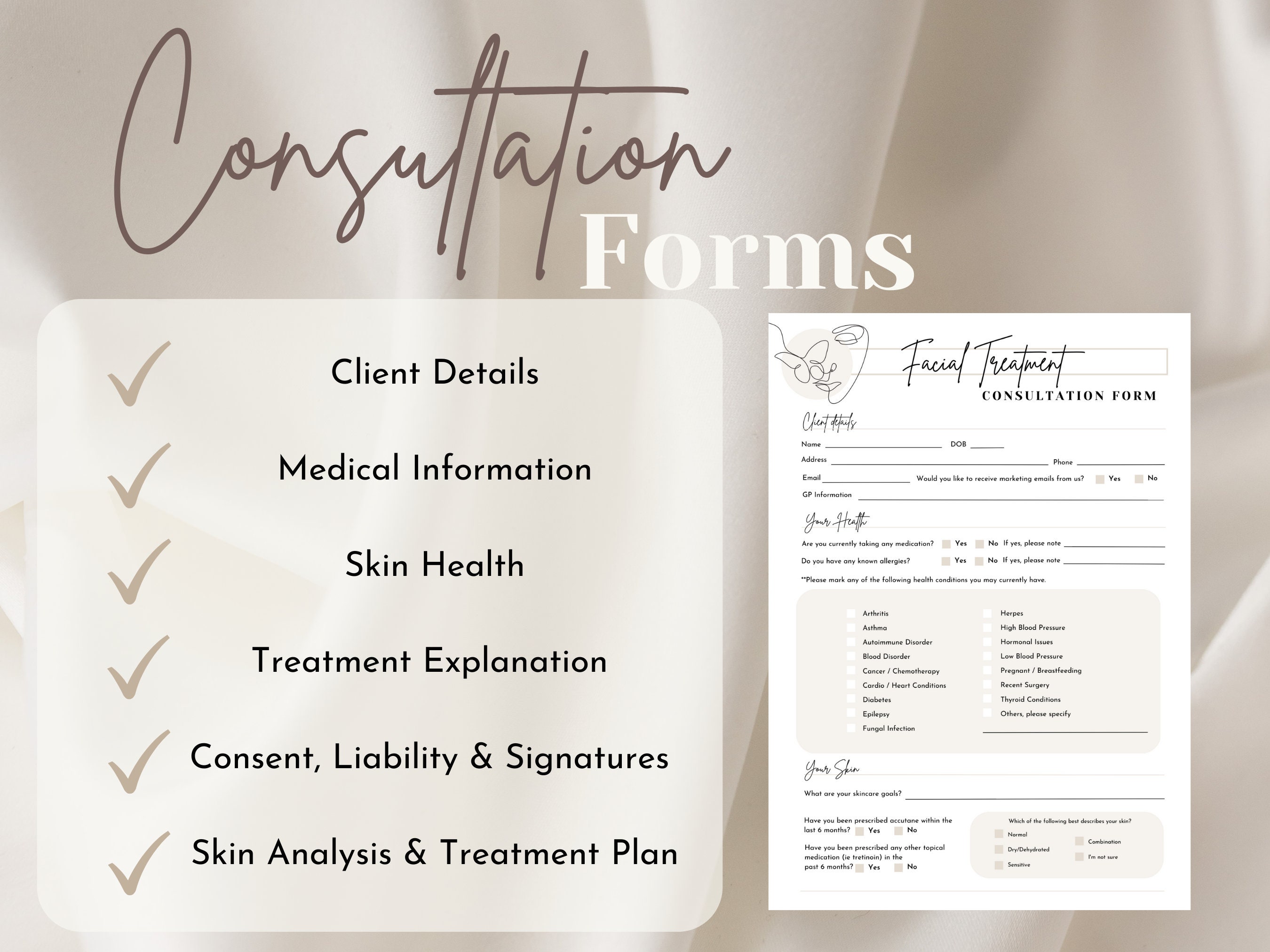Esthetician Templates, Facial Consultation Forms, Esthetician Intake ...