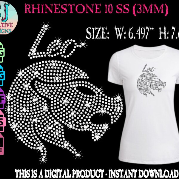 Rhinestone Leo Template Svg - Etsy Singapore