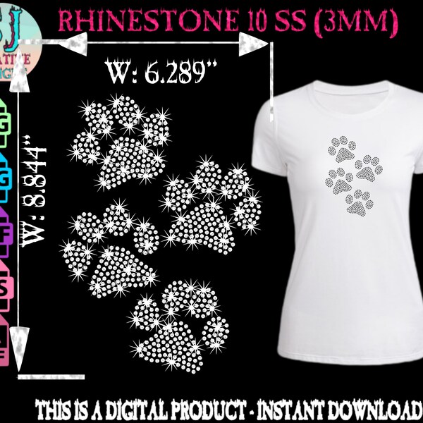 Rhinestone Paw Print - Etsy