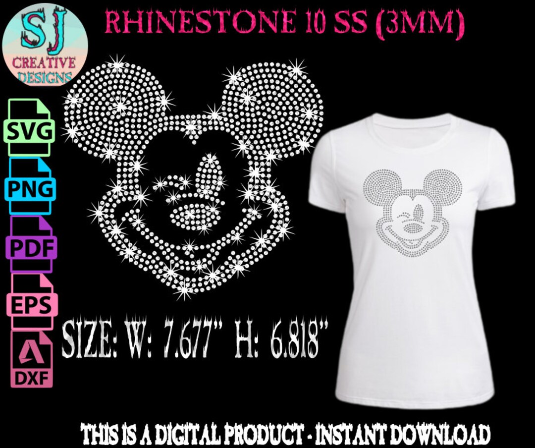 Mouse Head Rhinestone,mouse Rhinestone,mouse Template,rhinestone ...