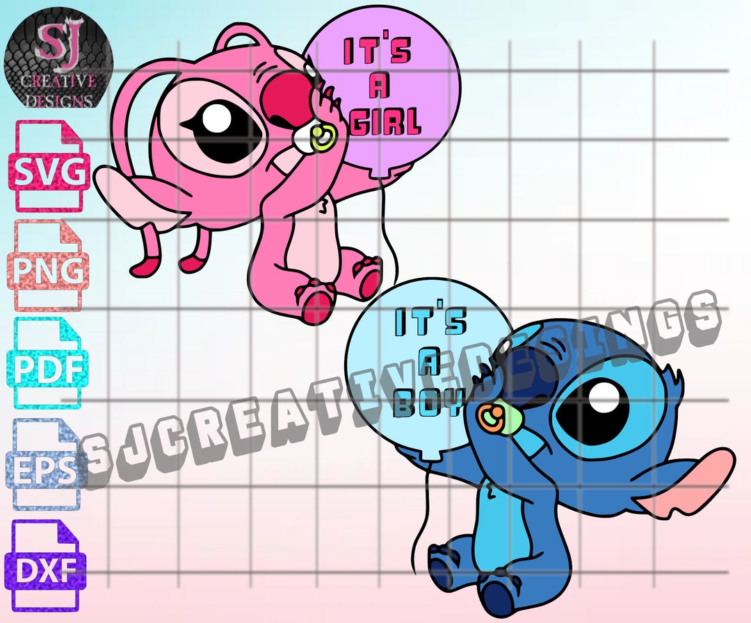 Baby stitch svg,baby angel svg, stitch and angel svg,gender reveal svg ...