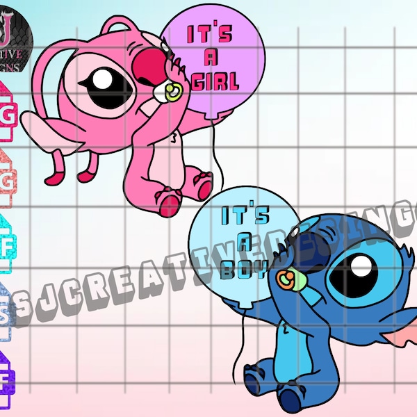 Baby Stitch and Baby Angel Svg - Etsy