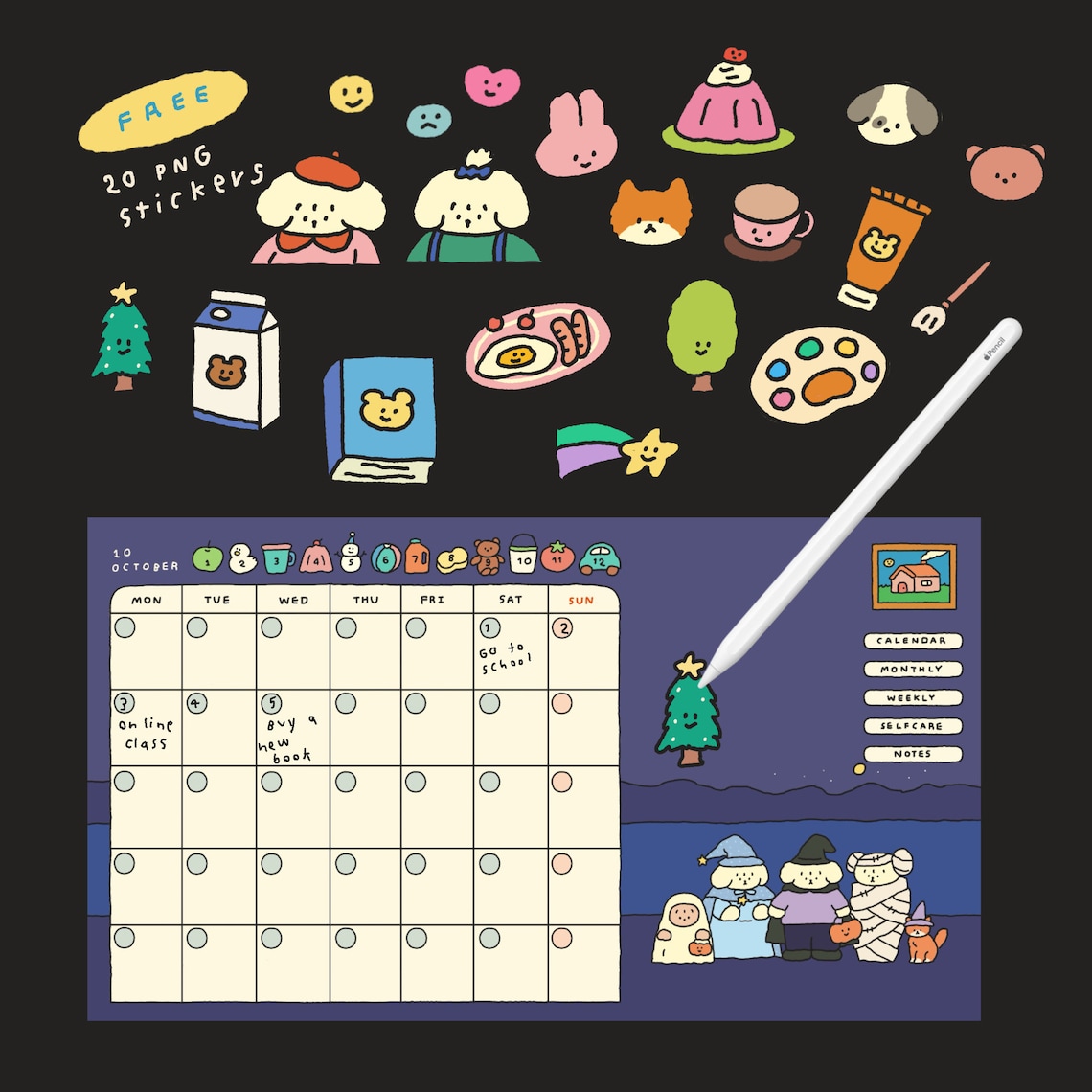 Digital Planner, Cute Planner, Undated Digital Planner, Goodnotes ...