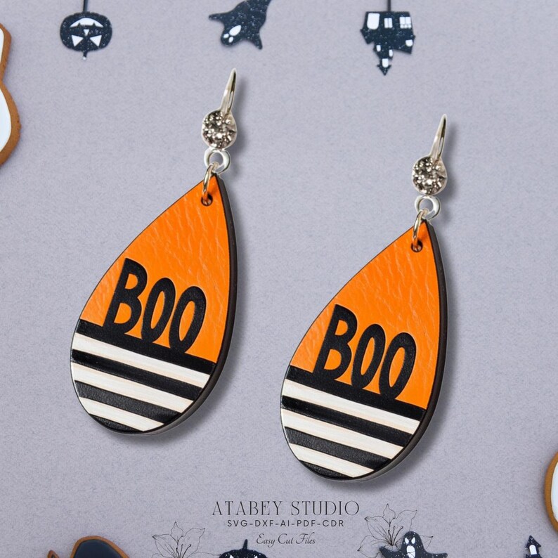 Halloween Earring SVG Bundle, Spooky Laser Cut Jewelry File, Ghost ...
