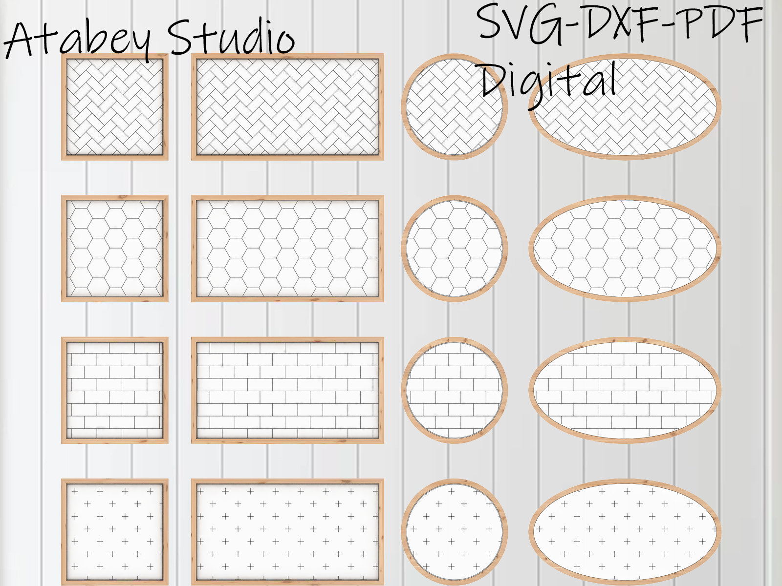 Patterns for Glowforge svg Herringbone Subway Tile Hexagon and | Etsy