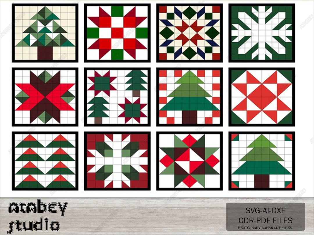 DIY Christmas Barn Quilt Set - Holiday Quilt Block Patterns - Noel Tree ...