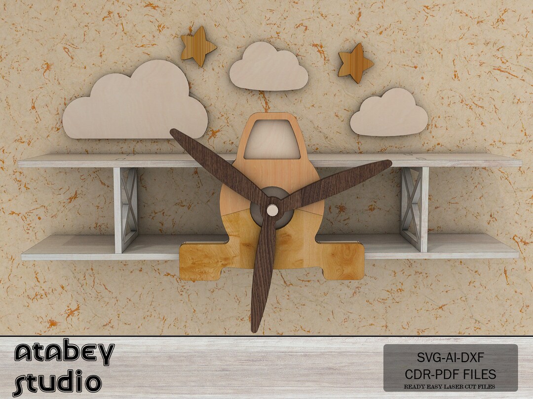 Biplane Wall Shelf - Laser Cut Plan for Wooden Aircraft Shelf - DIY ...