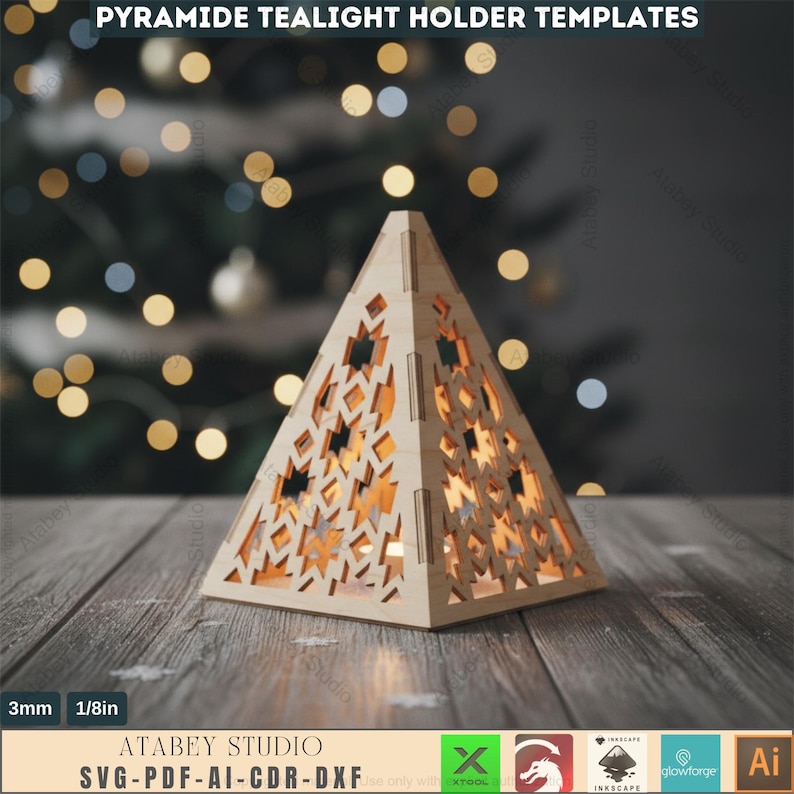 Pyramid Tea Light Lanterns - Laser Cut Candle Holder Files - Plywood ...