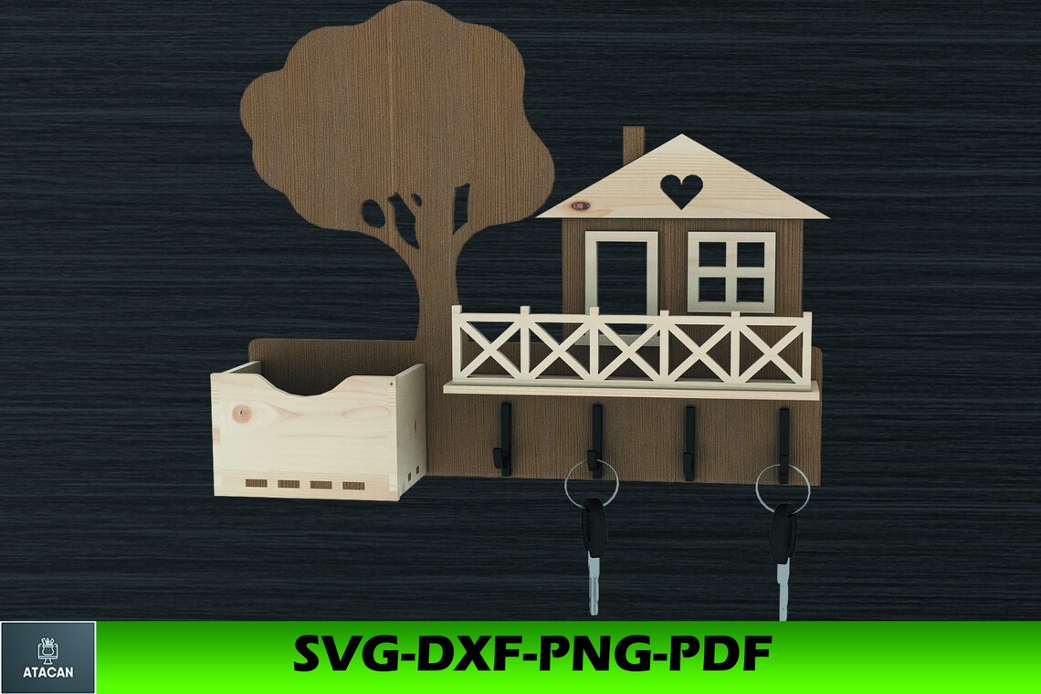 Key hanger svg file key dxf wall mounted key holder laser | Etsy