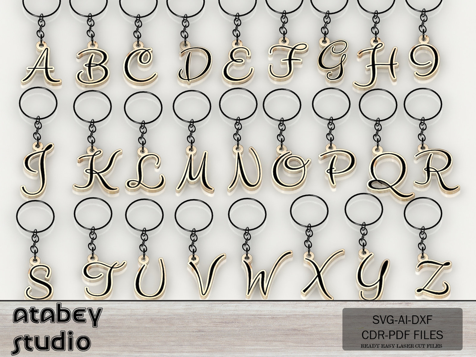 Alphabet Keychain, Necklaces, Jewelry Laser Cut Files, Initial Letters ...