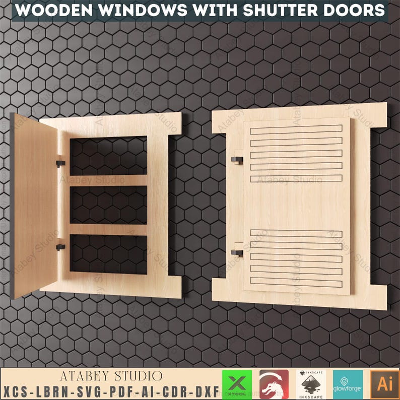 Laser Cut Wooden Windows & Shutters 8 Designs Farmhouse Decor DIY Craft ...