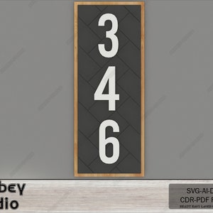 Modern Herringbone Address Sign Frame - Custom House Numbers - DIY Door ...