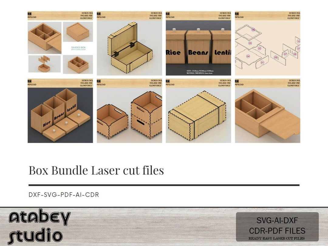Multipurpose Box Bundle Laser Cut Design for All Your Storage Needs 734 ...