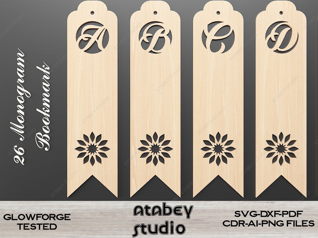 Alphabet Bookmark Laser Cut SVG Files / Template for Glowforge ...