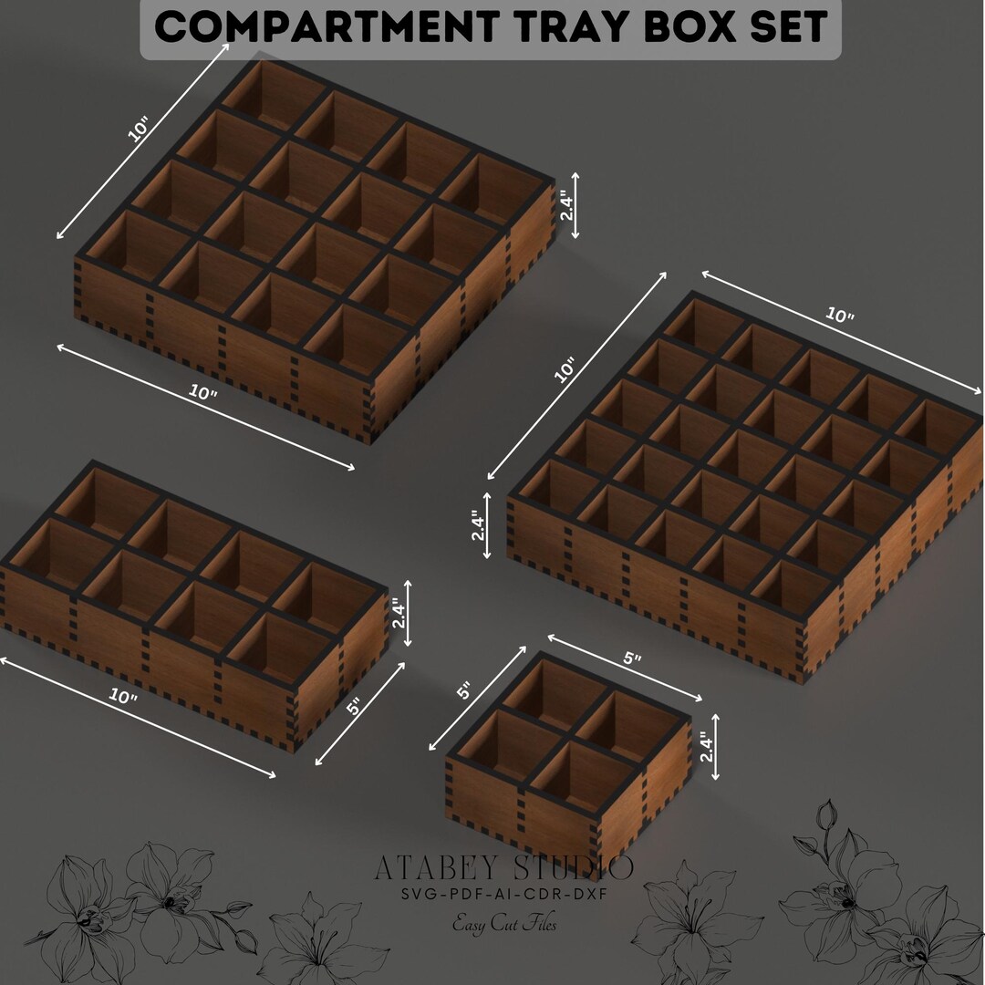 Compartment Tray Box Set for Laser Cutting - Perfect for Organizing ...