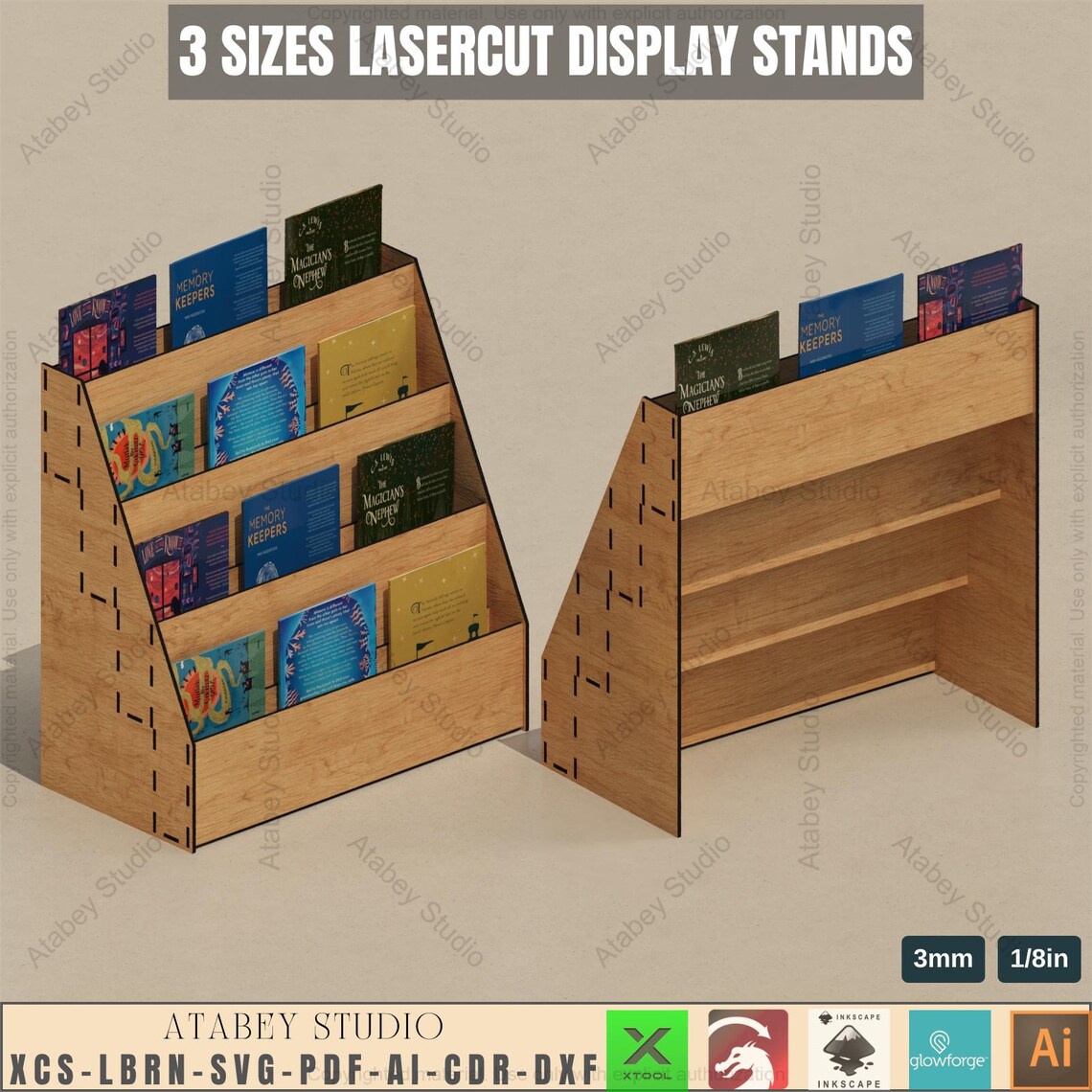3 Size Tiered Display Stand Laser Cut File - Retail Shelves Wood SVG ...