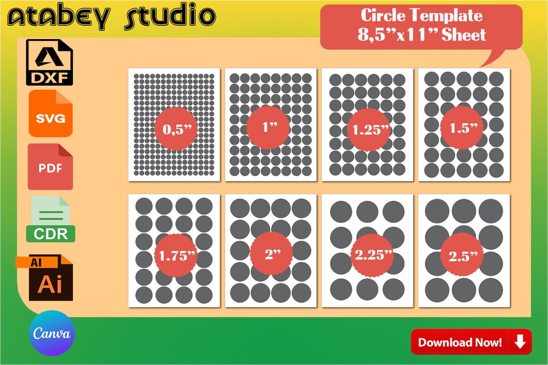 Circle Label Template Bundle / Multipurpose Round Labels / Blank Circle ...