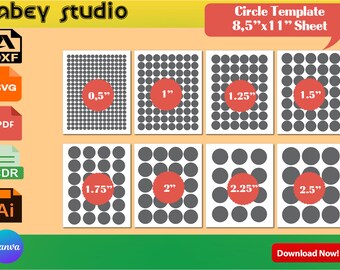 Circle Template Bundle 2, Blank Round Sticker Sheets, Multipurpose ...