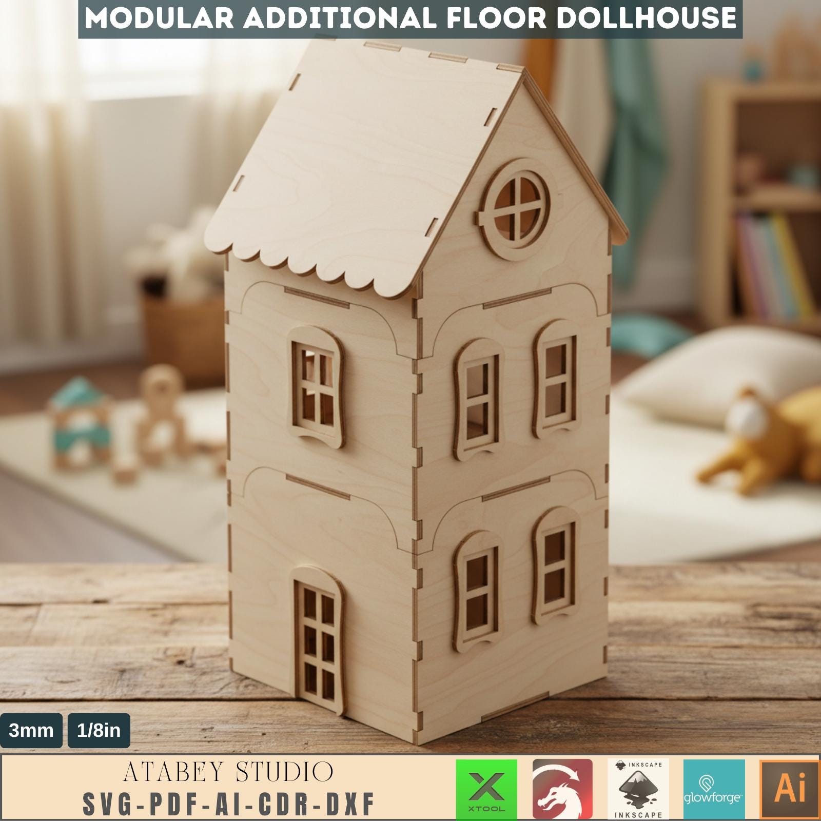Laser Cut Dollhouse SVG Files, Modular Wooden Miniature House Plan, DIY ...