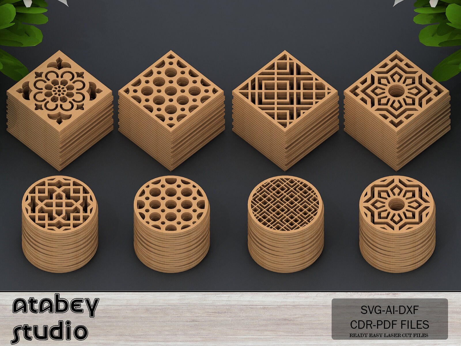 40 Geometric Drink Coasters - Perfect Laser Cut Patterns for Home and ...