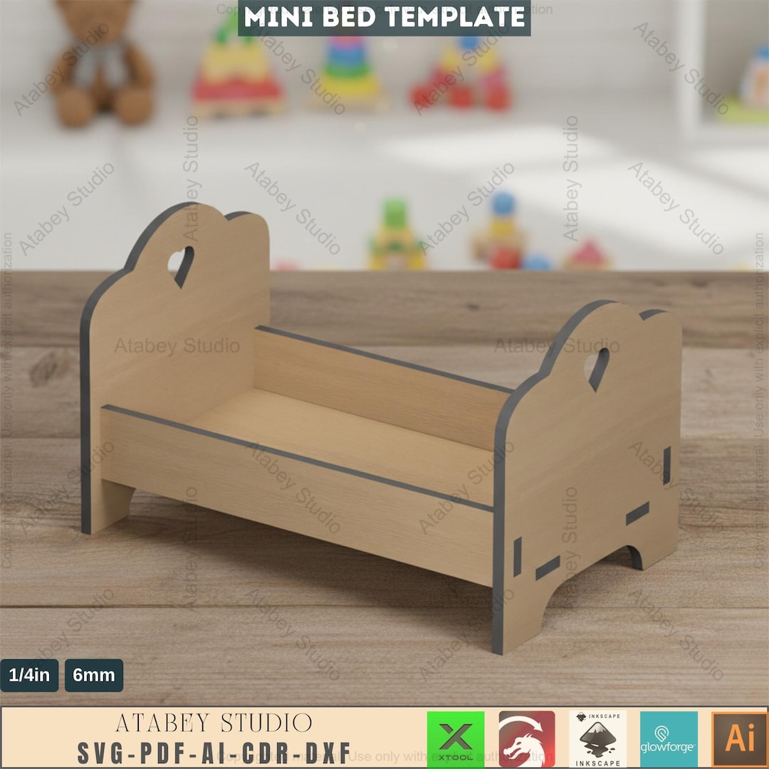 Kid Bed Design Files for Laser Cutting / Toy Mini Baby Bed Designs ...
