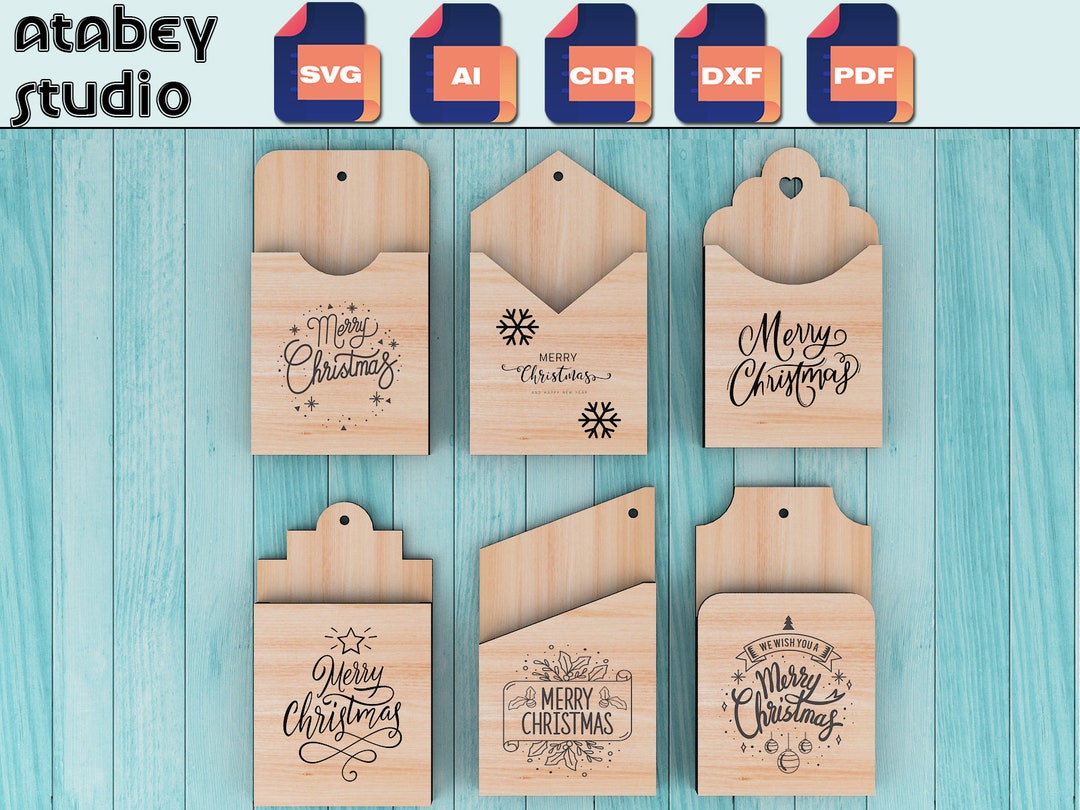 Christmas Present Gift Card Holder / Xmas Ornament Gift Holders / Wood ...