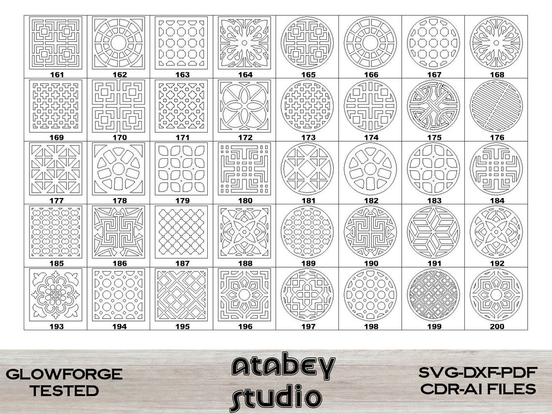 Panels Collection Geometric Patterns Cnc Vector Files for - Etsy