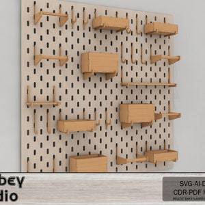 DIY Pegboard Organizer - Customizable Wall Peg Board - Laser Cut Shelf ...