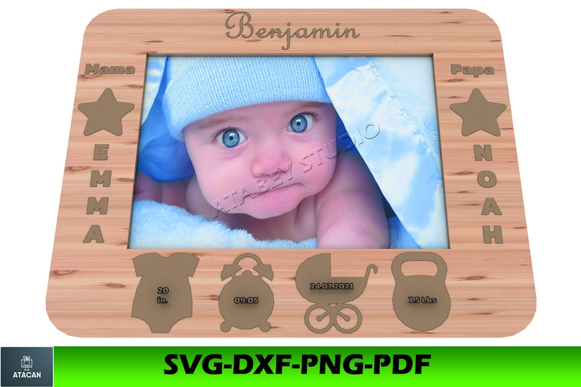 Baby Announcement Photo Frame Svg Dxf File / Personalised | Etsy