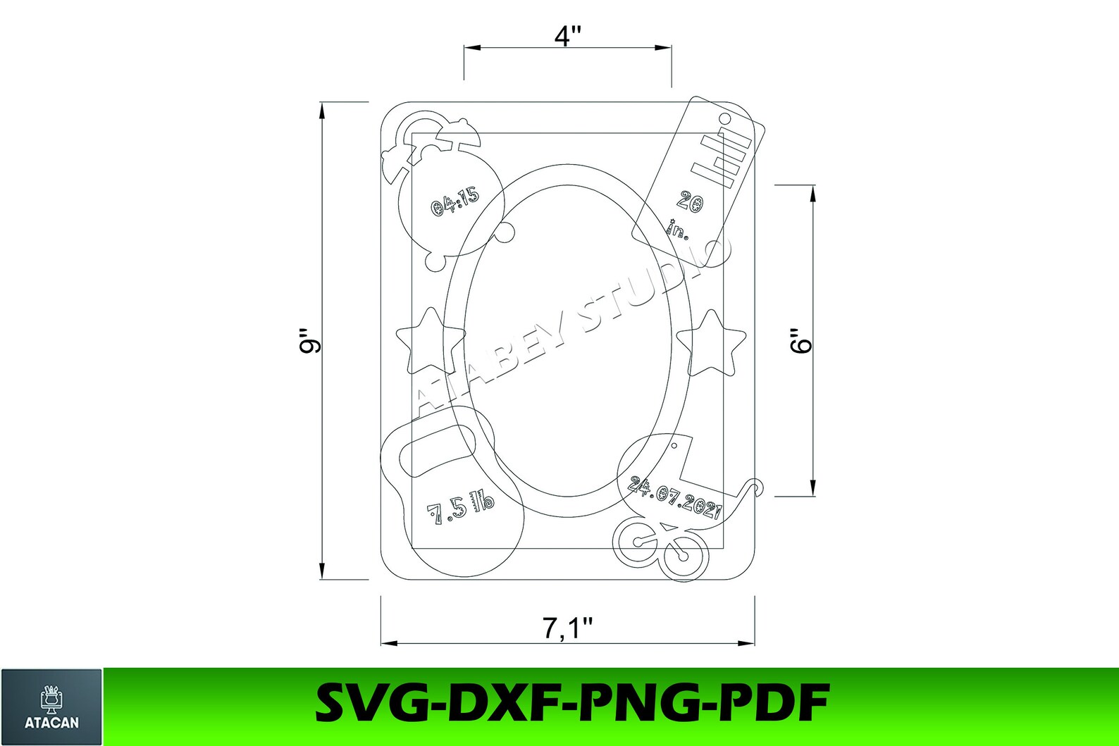 Baby Announcement Photo Frame Svg Dxf File / Personalised - Etsy
