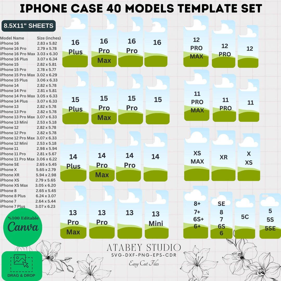 40 iPhone Case Templates Canva Editable, Sublimation Ready All iPhone ...