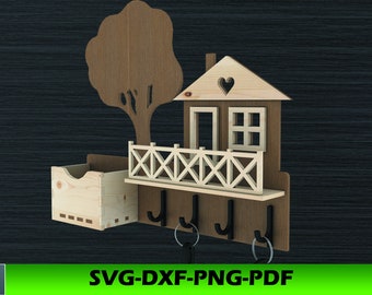 Key Hanger Svg File Key Dxf Wall Mounted Key Holder Laser | Etsy