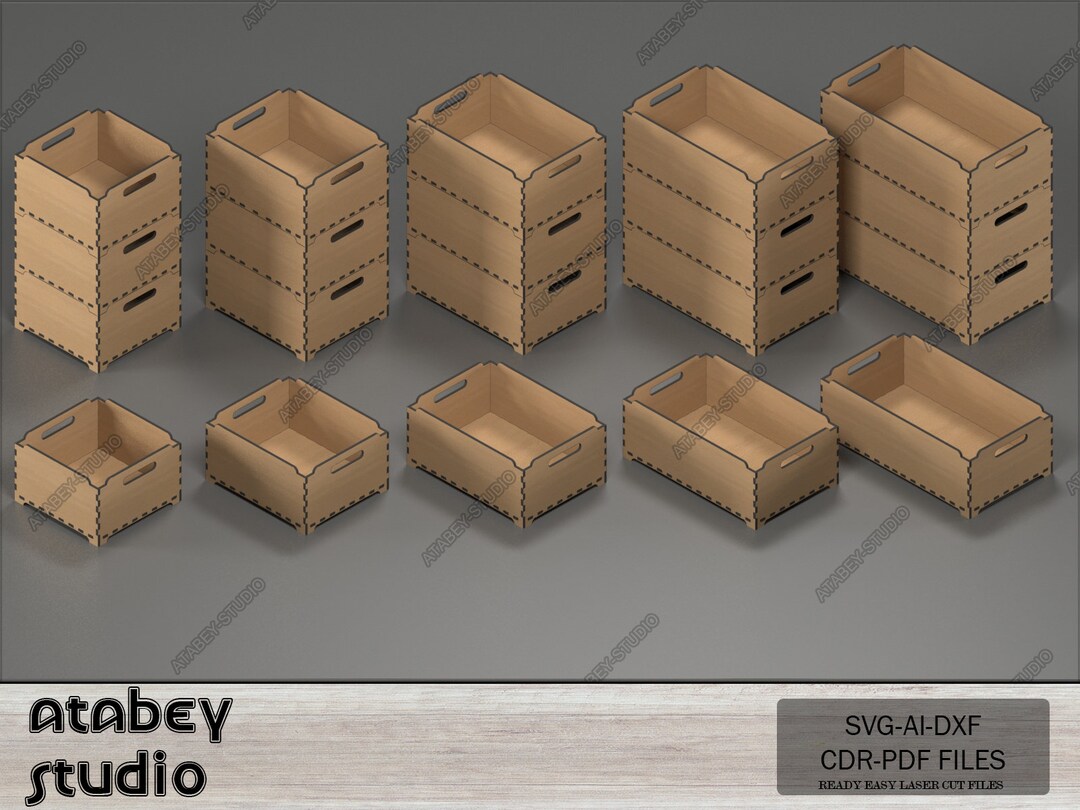 Multiple Size Stackable Box - Modular Design Storage Boxes - Wood Laser ...