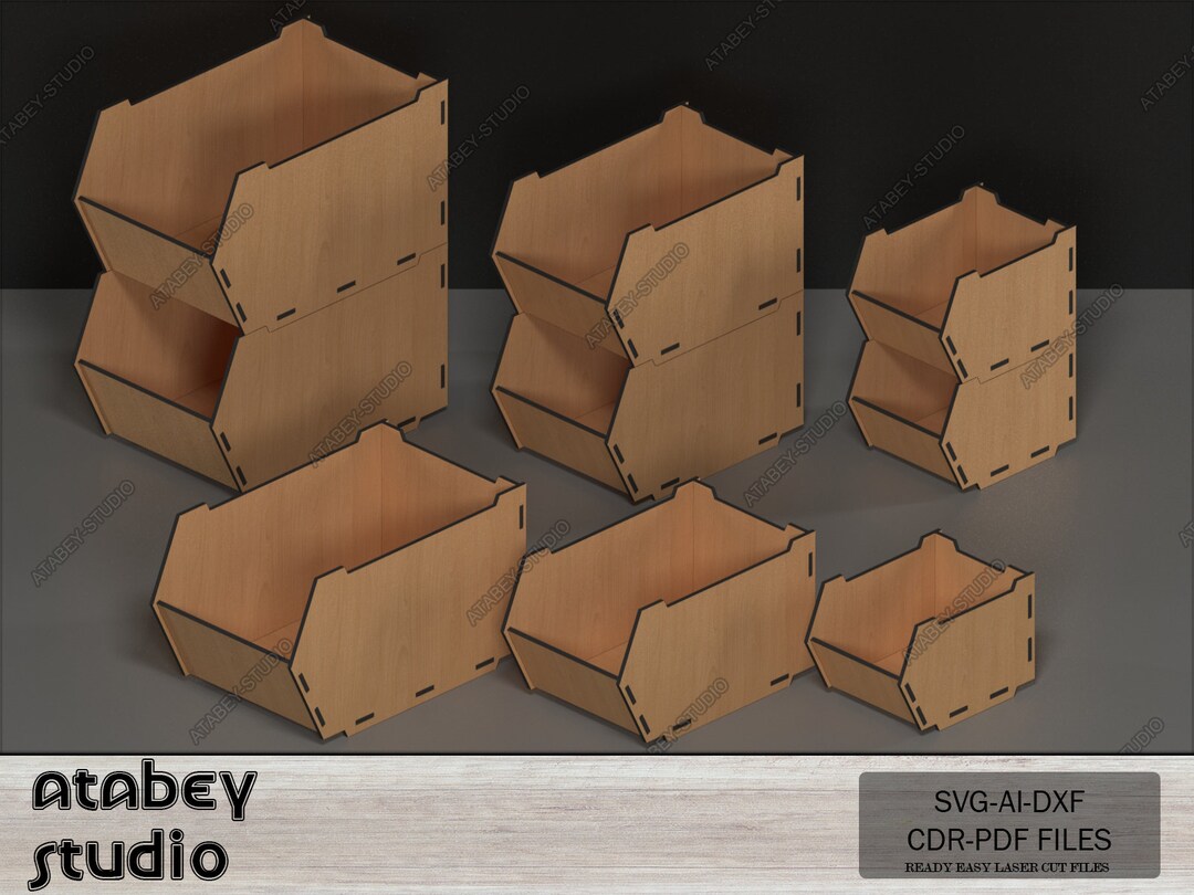 Desk Organizer Stackable Storage Box Svg Wood Desktop Organizer Storage ...