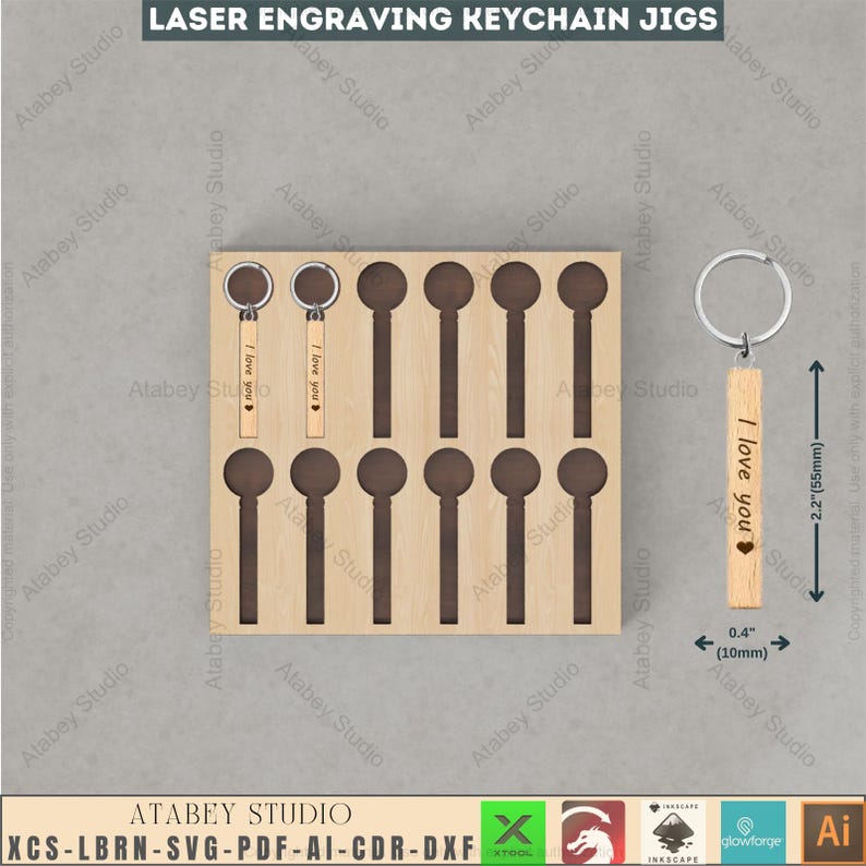 Keychain Jig for Laser Engraving, Precision Alignment Wood Jigs , Laser ...