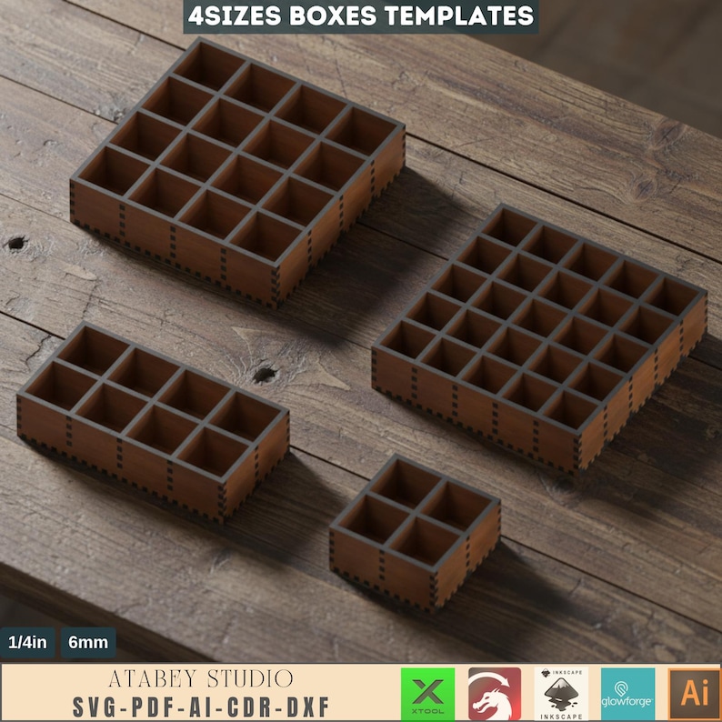 Compartment Tray Box Set for Laser Cutting - Perfect for Organizing ...