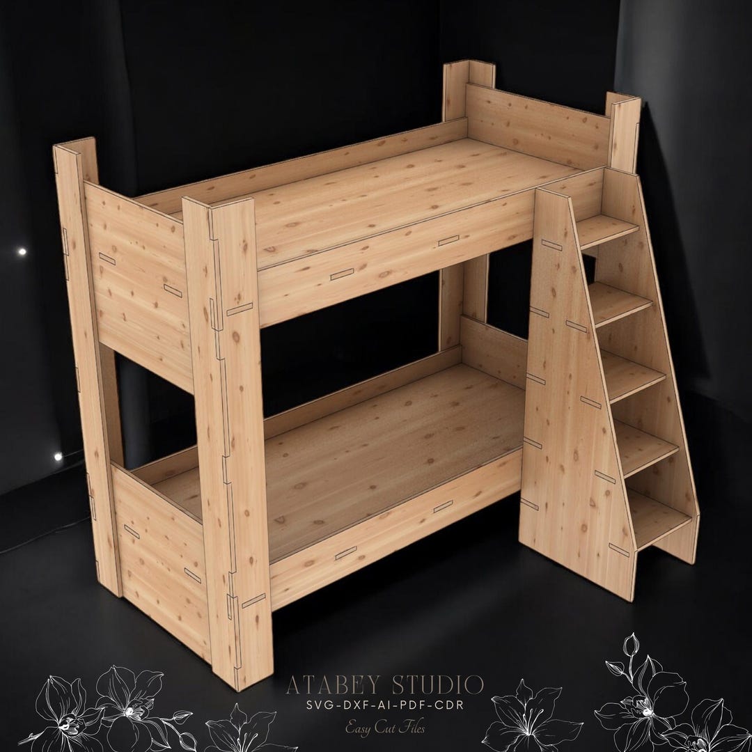 Bunk Bed Laser Cut File | Loft Bed SVG | CNC Ready Design | DIY ...