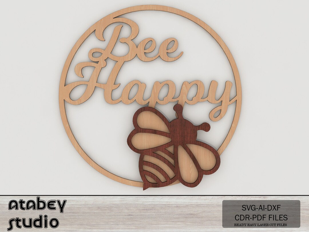 Charming Bee Happy Wall Art - Laser Cut Honey Bee Décor for Home and ...