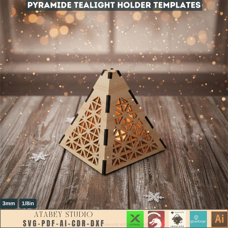 Pyramid Tea Light Lanterns - Laser Cut Candle Holder Files - Plywood ...