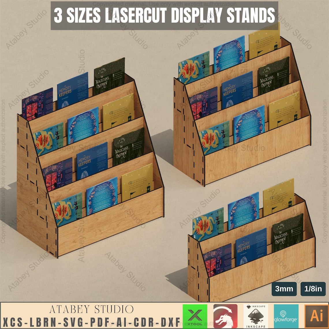 3 Size Tiered Display Stand Laser Cut File - Retail Shelves Wood SVG ...