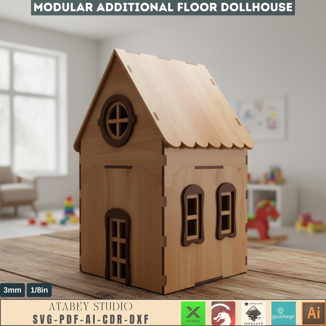 Laser Cut Dollhouse SVG Files, Modular Wooden Miniature House Plan, DIY ...